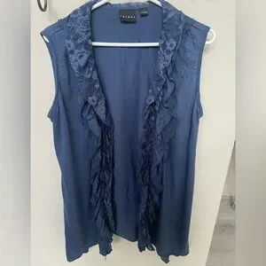 Tribal | Tops | Tribal Elegant Blue Sleeveless Vest With Crochet And ...